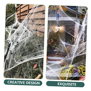 Gadpiparty 4 Sets Party Halloween Novelty for Props Fake Stretchy Cobweb Decorations Decoration with Scary Spiders and Webbing Indoor Web Decor Outdoor Spider