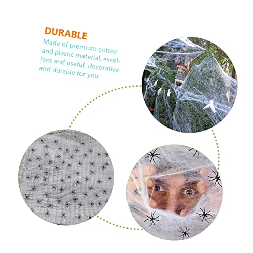 Gadpiparty 4 Sets Party Halloween Novelty for Props Fake Stretchy Cobweb Decorations Decoration with Scary Spiders and Webbing Indoor Web Decor Outdoor Spider