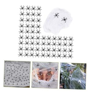 Gadpiparty 4 Sets Party Halloween Novelty for Props Fake Stretchy Cobweb Decorations Decoration with Scary Spiders and Webbing Indoor Web Decor Outdoor Spider