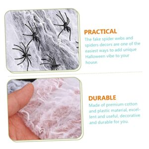 Gadpiparty 4 Sets Party Halloween Novelty for Props Fake Stretchy Cobweb Decorations Decoration with Scary Spiders and Webbing Indoor Web Decor Outdoor Spider