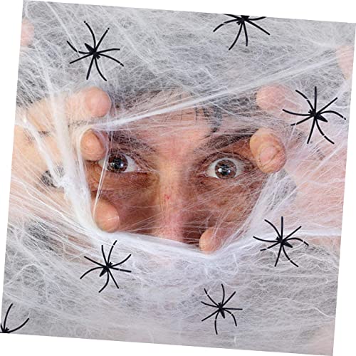 Gadpiparty 4 Sets Party Halloween Novelty for Props Fake Stretchy Cobweb Decorations Decoration with Scary Spiders and Webbing Indoor Web Decor Outdoor Spider