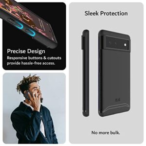 TUDIA DualShield Designed for Google Pixel 6 Case (2021), [Merge] Shockproof Military Grade Slim Heavy Duty Dual Layer Tough Protection for Pixel 6 Phone Case - Matte Black