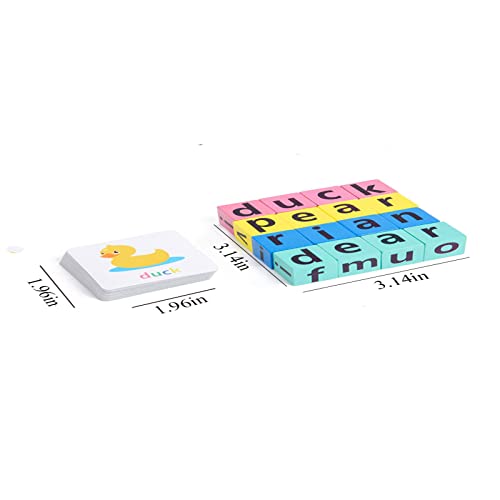 Crossword Puzzle, Matching Letter Game, Premium Wooden Alphabet Flash Cards Matching Sight Words ABC Letters, Wooden Blocks Spelling Game,Wooden Fun Spelling Words with Cards,for Ages 3-5 Kids (2 Set)