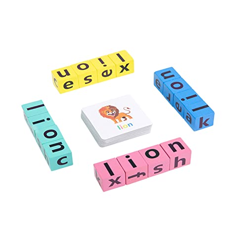 Crossword Puzzle, Matching Letter Game, Premium Wooden Alphabet Flash Cards Matching Sight Words ABC Letters, Wooden Blocks Spelling Game,Wooden Fun Spelling Words with Cards,for Ages 3-5 Kids (2 Set)