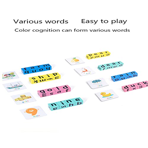 Crossword Puzzle, Matching Letter Game, Premium Wooden Alphabet Flash Cards Matching Sight Words ABC Letters, Wooden Blocks Spelling Game,Wooden Fun Spelling Words with Cards,for Ages 3-5 Kids (2 Set)