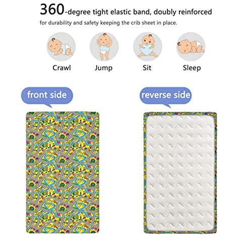 Car Race Track Themed Fitted Crib Sheet,Standard Crib Mattress Fitted Sheet Soft Toddler Mattress Sheet Fitted-Crib Mattress Sheet or Toddler Bed Sheet, 28“ x52“,Multicolor