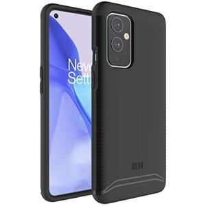 tudia dualshield designed for oneplus 9 case 5g [na/eu version], [merge] shockproof dual layer military grade drop protection slim protective case - matte black