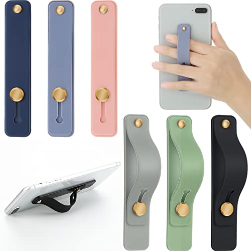 Weewooday 6 Pieces Phone Strap Grip Holder Finger Cell Phone Grip Telescopic Phone Finger Strap Stand Universal Finger Kickstand for Most Smartphones (Soft Colors)