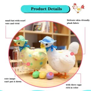 Haraketlt 2023 Easter Plush Toys Lay Eggs Musical Chicken, Cute Easter Plush Stuffed Musical Chicken, Electric Lay Eggs Hen Educational Interactive Toys for Kids, Sing and Dance Lay Eggs (A)