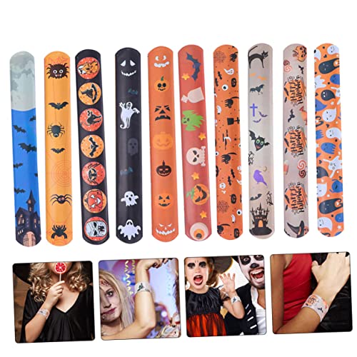 Alasum 250 pcs Classroom Favor Spider Zombie Favors Ghost Adults Prop Bracelet Snap Band Ring Stuffers Party Decoration for Filler Toys and Wristband Bulk Halloween Goodie Bag Toy