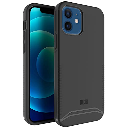 TUDIA DualShield Designed for iPhone 12/12 Pro Case (6.1"), [Merge] Shockproof Military Grade Slim Heavy Duty Tough Cover Compatible with iPhone 12 Phone Case - Matte Black