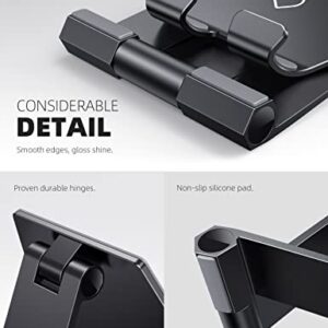 Lamicall Upgrade Super Stable Cell Phone Stand for Desk - Foldable Portable Aluminum Desktop Phone Holder Cradle Dock, Compatible for iPhone 14 13 12 Mini 11 Pro Xs Max Smartphones, Tablets 4-11"