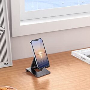 Lamicall Upgrade Super Stable Cell Phone Stand for Desk - Foldable Portable Aluminum Desktop Phone Holder Cradle Dock, Compatible for iPhone 14 13 12 Mini 11 Pro Xs Max Smartphones, Tablets 4-11"