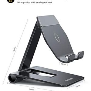 Lamicall Upgrade Super Stable Cell Phone Stand for Desk - Foldable Portable Aluminum Desktop Phone Holder Cradle Dock, Compatible for iPhone 14 13 12 Mini 11 Pro Xs Max Smartphones, Tablets 4-11"