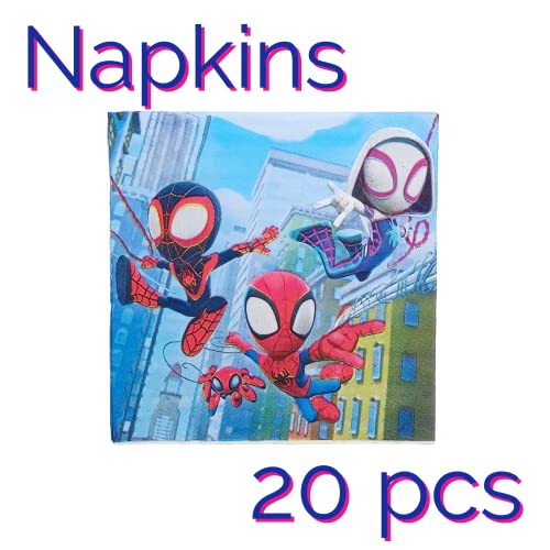 Spider Superhero Birthday Decorations Napkins 20pcs