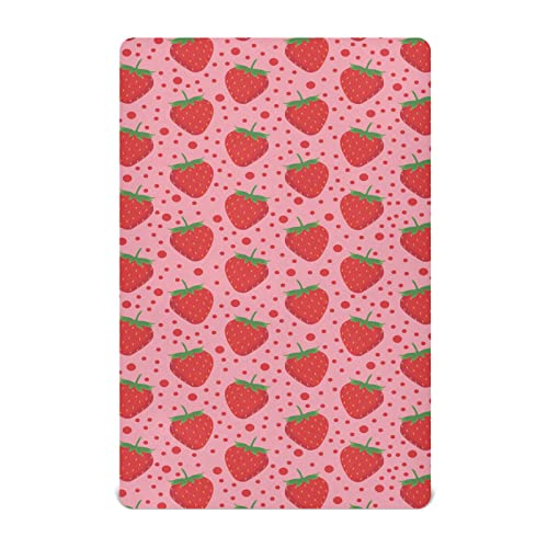 Kigai Strawberry with Dots Fitted Crib Sheet for Girls and Boys, Soft Breathable for Standard Crib & Toddler Bed Mattress, 27 x 39 in