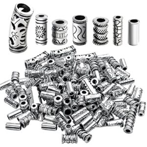 100g (about 80-150pcs) assorted column spacer beads tibetan silver tube beads for bracelet necklace jewelry making crafts diy,7 styles,4-16mm