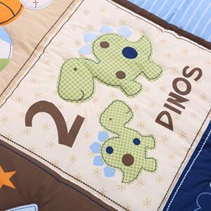 2 PCs Embroidery Car Sports Dinosaur Rocket Nursery Crib Bedding Set Quilt Fitted Sheet Blue Baby Boy Cot Bedding Set