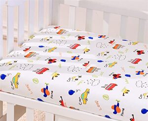 liveinu crib mattress cover stretchy fitted sheet portable mini crib sheets,convertible playard mattress cover toddler crib mattress protector for girls boys 70x39x2 inches cars