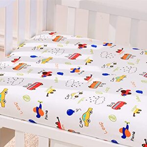 Liveinu Crib Mattress Cover Stretchy Fitted Sheet Portable Mini Crib Sheets,Convertible Playard Mattress Cover Toddler Crib Mattress Protector for Girls Boys 70x39x2 inches Cars