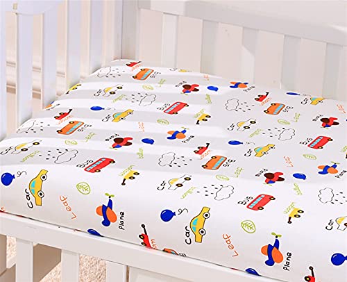 Liveinu Crib Mattress Cover Stretchy Fitted Sheet Portable Mini Crib Sheets,Convertible Playard Mattress Cover Toddler Crib Mattress Protector for Girls Boys 70x39x2 inches Cars