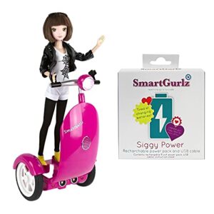 smartgurlz jun doll and siggy robot scooter with rechargeable usb battery unit coding toy for girls, kids educational programmable stem learning programming robots doll toys