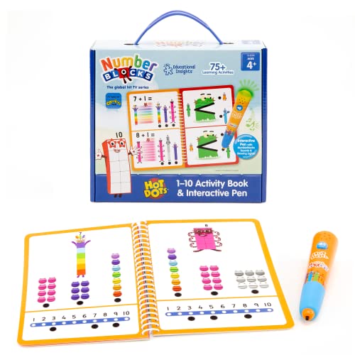 Educational Insights Hot Dots Numberblocks Workbook Numbers 1-10 with Interactive Pen, 75+ Activities, Easter Basket Stuffer for Kids Ages 4+