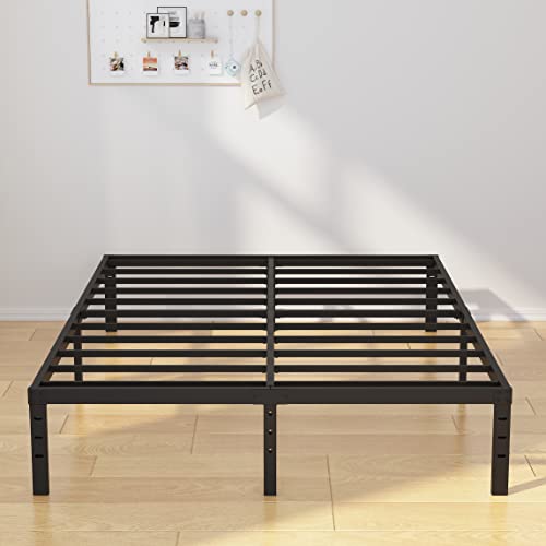 EMODA 14 Inch King Bed Frame No Box Spring Needed, Heavy Duty Metal Platform with Steal Slats, Noise Free, Easy Assembly, Black