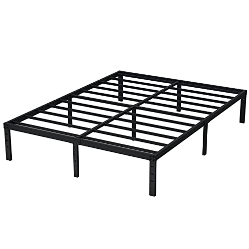 EMODA 14 Inch King Bed Frame No Box Spring Needed, Heavy Duty Metal Platform with Steal Slats, Noise Free, Easy Assembly, Black