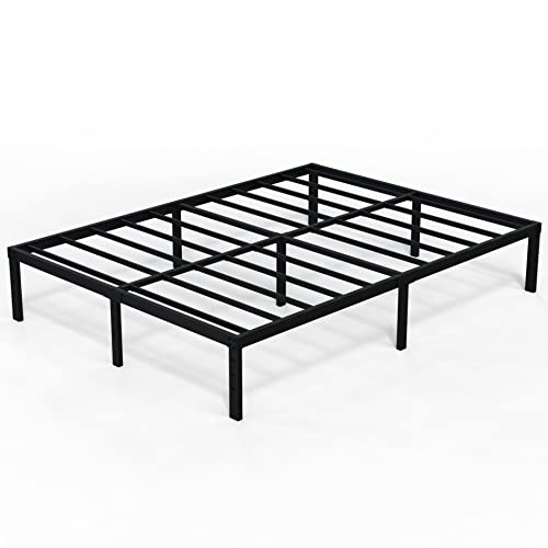 EMODA 14 Inch King Bed Frame No Box Spring Needed, Heavy Duty Metal Platform with Steal Slats, Noise Free, Easy Assembly, Black