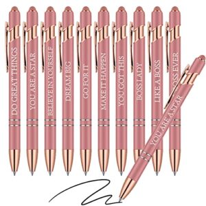 chrisfall 10 pieces ballpoint pens office inspirational quotes snarky screen touch stylus pen encouraging scriptures, black ink (rose gold, boss lady)¡­