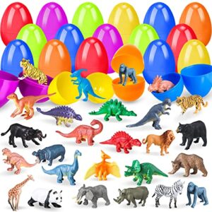 ochido prefilled easter egg toy- 24 easter eggs with animal+dinosaur,boy easter basket stuffers for kids,easter egg hunt game,fillers easter egg for toys inside bulk,easter gifts for kids,easter party favors