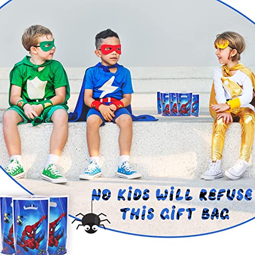 60 Gift Bags Supplies, Kids Party Bags Fillers Fun Party Prefers Birthday Gift Bags School Classroom Rewards for Boys Girls(Spider Blue)