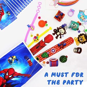 60 Gift Bags Supplies, Kids Party Bags Fillers Fun Party Prefers Birthday Gift Bags School Classroom Rewards for Boys Girls(Spider Blue)