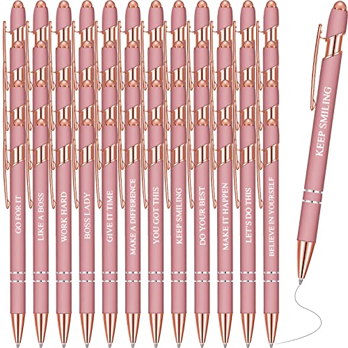 48 Pcs Christian Ballpoint Pens Inspirational Pens Bible Pens Novelty Pens Bulk Pens Metal Stylus Pens Motivational Pens for Women Teacher Office Black Ink (Rose Gold, Ladies Style)