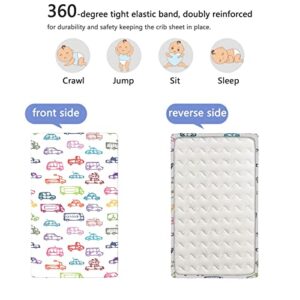 Cars Themed Fitted Crib Sheet,Standard Crib Mattress Fitted Sheet Soft and Breathable Bed Sheets -Baby Crib Sheets for Girl or Boy,28“ x52“,Multicolor