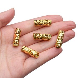 Bail Beads, 50pcs Curved Tube Spacer Beads Antique Alloy Hollow Tube Beads Slide For European Charm Bracelet Necklace Jewelry Making, Antique Golden, 22 x 8 mm, Hole: 5mm