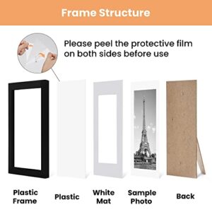 upsimples 8x10 Picture Frame Set of 5,Display Pictures 5x7 with Mat or 8x10 Without Mat,Wall Gallery Photo Frames, Black