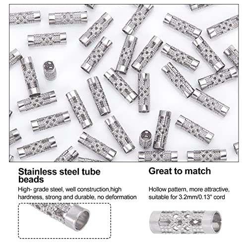 UNICRAFTALE About 100pcs Stainless Steel Tube Beads 4mm in Diameter Long Hollow Tube Slide for European Charm Column Beads Loose Beads Spacer Beads Hollow Spacer Beads for DIY Craft Jewelry Making