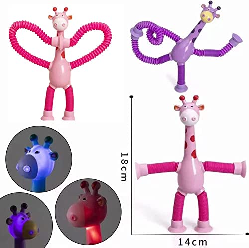 Bilukmi 2023 New 4 PCS Telescopic Suction Cup Giraffe Toy, Telescopic Suction Cup Giraffe Toy,Telescopic Suction Cup Giraffe Toy, Decompress Educational Sensory Toy