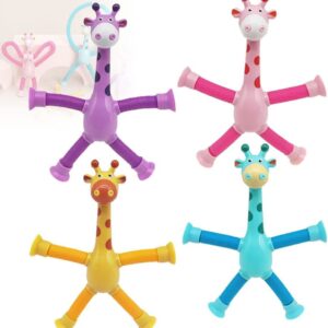 Bilukmi 2023 New 4 PCS Telescopic Suction Cup Giraffe Toy, Telescopic Suction Cup Giraffe Toy,Telescopic Suction Cup Giraffe Toy, Decompress Educational Sensory Toy