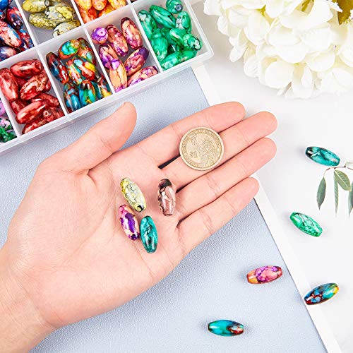 arricraft 100Pcs Baking Painted Glass Oval Beads, 22×10mm Colorful Loose Beads for Bracelets Jewelry Making(Hole: 1mm)