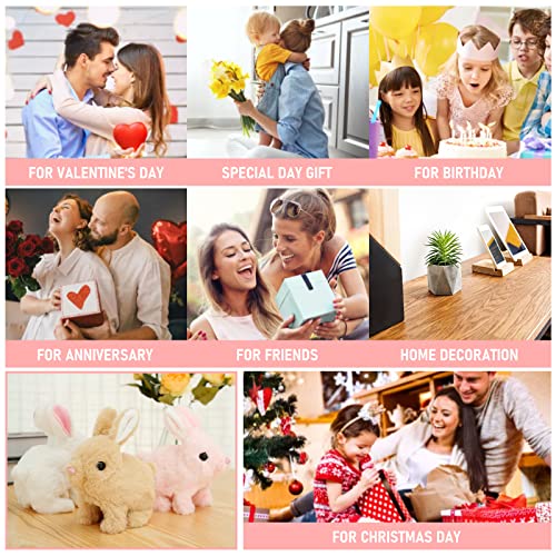 3 Pcs Electric Rabbit Toys, Educational Interactive Toy Can Walk and Talk Electric Simulation Plush Rabbit Walking and Twitch Nose Plush Animal Toy Soft Funny Interactive Toys for Toddlers Kids