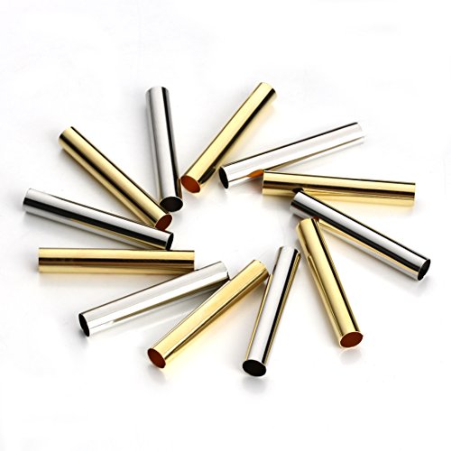 Linsoir Beads Solid Brass Straight Long Tube Spacer Beads 30X4mm Gold Finish Pack of 100 pcs