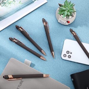 12 Pieces Ballpoint Pen with Stylus Tip, 1.0 mm Black Ink Metal Pen Stylus Pen for Touch Screens, 2 in 1 Stylus Ballpoint Pen (Gray and Rose Gold)