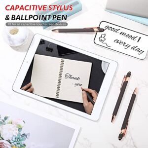 12 Pieces Ballpoint Pen with Stylus Tip, 1.0 mm Black Ink Metal Pen Stylus Pen for Touch Screens, 2 in 1 Stylus Ballpoint Pen (Gray and Rose Gold)