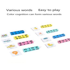 Crossword Puzzle, Matching Letter Game, Premium Wooden Alphabet Flash Cards Matching Sight Words ABC Letters, Wooden Blocks Spelling Game,Wooden Fun Spelling Words with Cards,for Ages 3-5 Kids (1 Set)