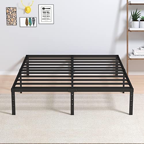 Maenizi King Size Bed Frame No Box Spring Needed, 14 Inch Heavy Duty King Platform Bed Frame Support Up to 3000 lbs, Easy Assembly, Noise Free, Black