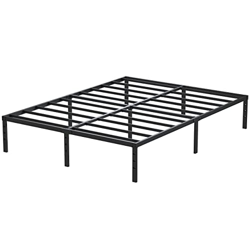 Maenizi King Size Bed Frame No Box Spring Needed, 14 Inch Heavy Duty King Platform Bed Frame Support Up to 3000 lbs, Easy Assembly, Noise Free, Black