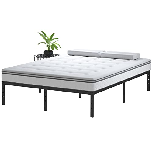 Maenizi King Size Bed Frame No Box Spring Needed, 14 Inch Heavy Duty King Platform Bed Frame Support Up to 3000 lbs, Easy Assembly, Noise Free, Black